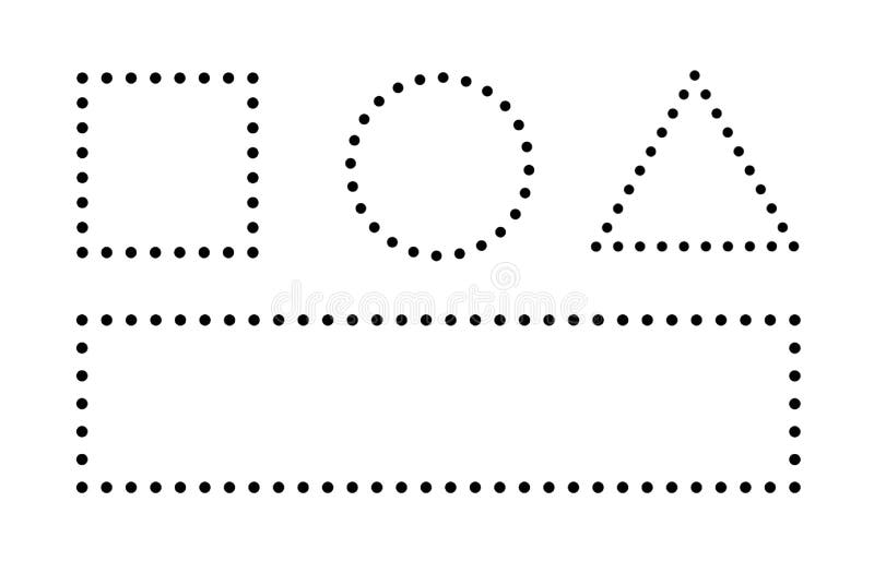 Dotted Outline Geometric Shapes Including Square, Circle, Triangle, and ...