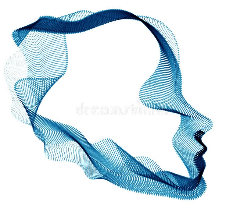 Dotted Particles Human Portrait, Abstract Human Head Vector Wave Shapes ...