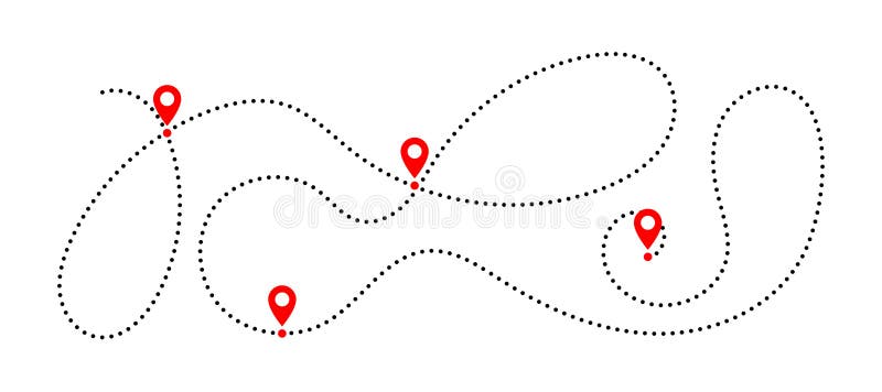 Dotted Path with Markers Indicating Multiple Points of Interest for ...