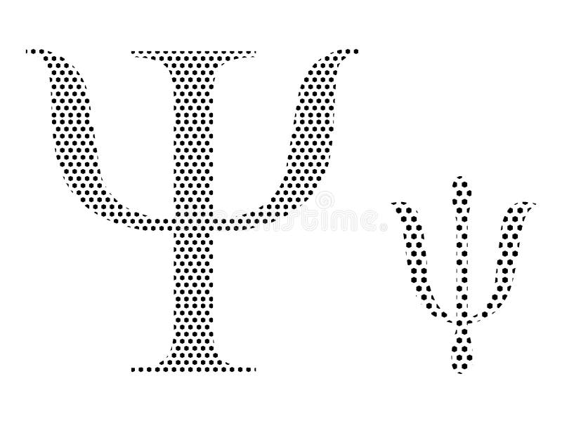 Dotted Pattern Greek Alphabet Letter of Psi Stock Vector - Illustration ...
