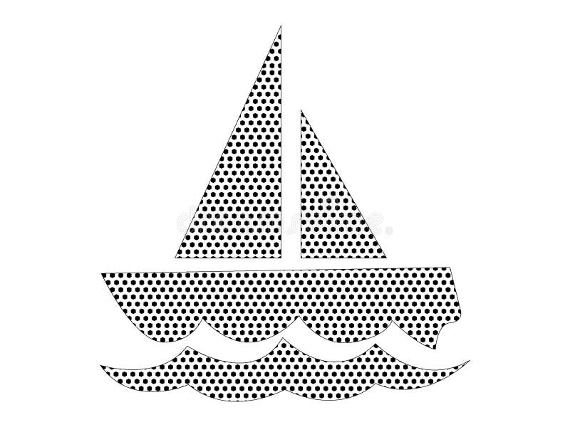 Dotted Pattern Picture of a Fishing Boat Stock Vector - Illustration of ...