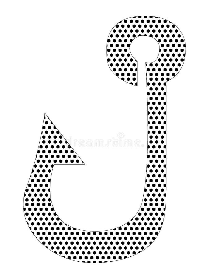 Dotted Pattern Picture of a Fishing Hook Stock Vector - Illustration of ...