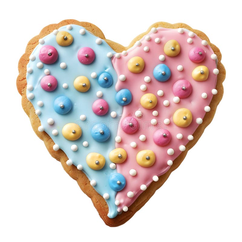 Dotted Patterned Royal Icing Heart Shaped Against Transparent ...