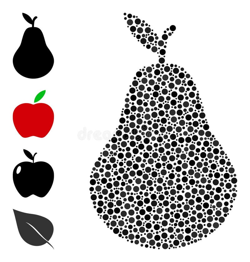 Dotted Pear Composition of Rounded Dots with Bonus Icons Stock Vector ...