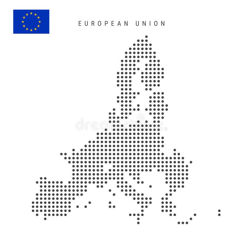 Dotted Pixel Map of European Union. Flat Vector Illustration Isolated ...