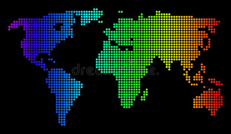 Dotted Pixel Spectrum World Map Stock Vector - Illustration of ...