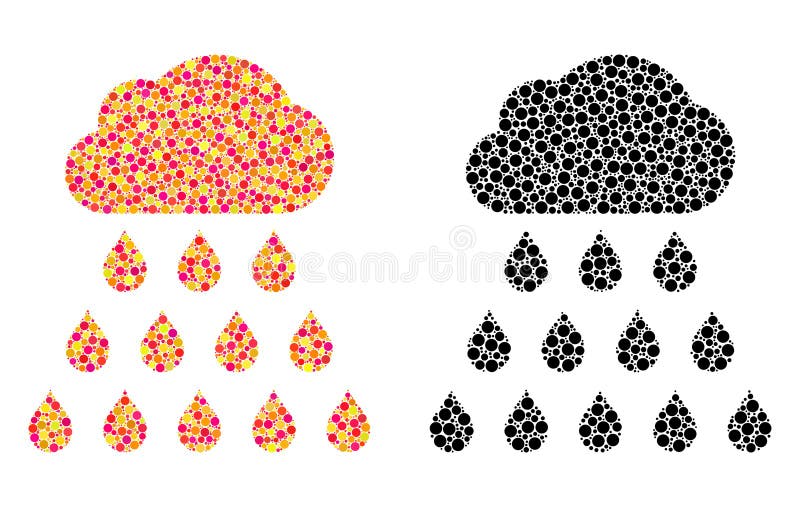 Dotted Rain Cloud Mosaic Icons Stock Vector - Illustration of dots ...