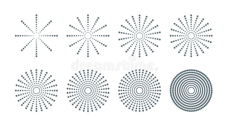 Dotted Retro Round Sun, Starburst, Rays. Minimalist Trendy Vector ...