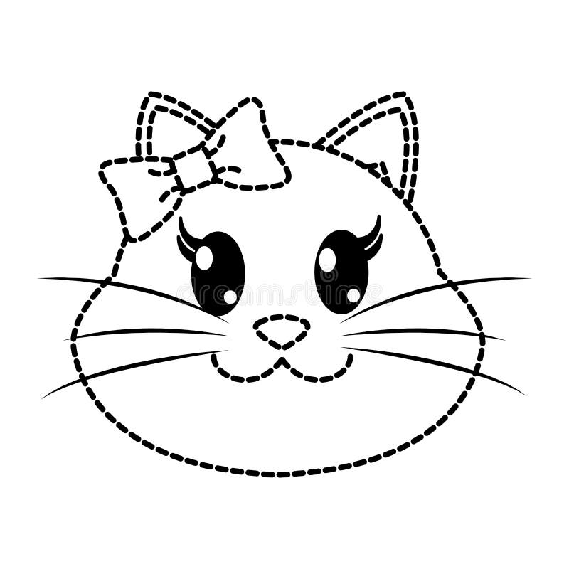 Dotted Shape Female Cat Head Cute Animal Stock Vector - Illustration of ...