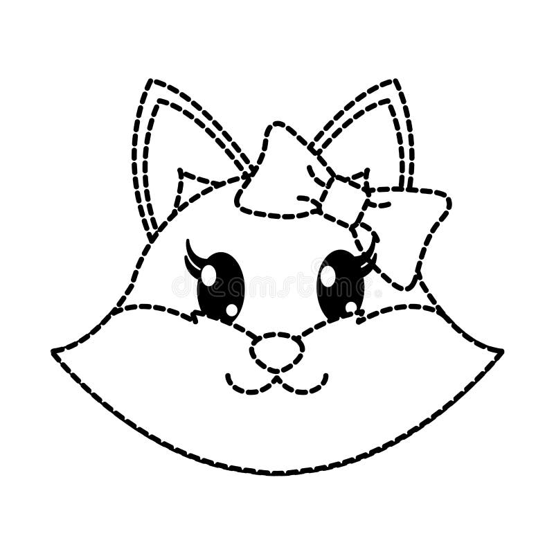 Dotted Shape Female Fox Head Cute Animal Stock Vector - Illustration of ...