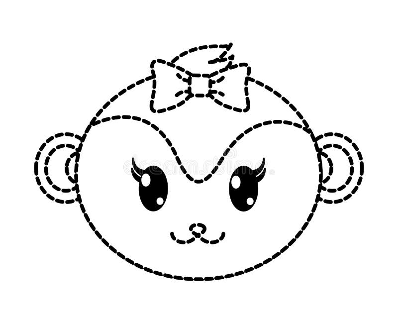 Dotted Shape Female Monkey Head Cute Animal Stock Vector - Illustration ...