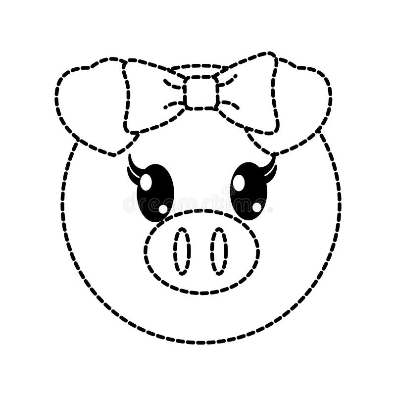 Dotted Shape Female Pig Head Cute Animal Stock Vector - Illustration of ...