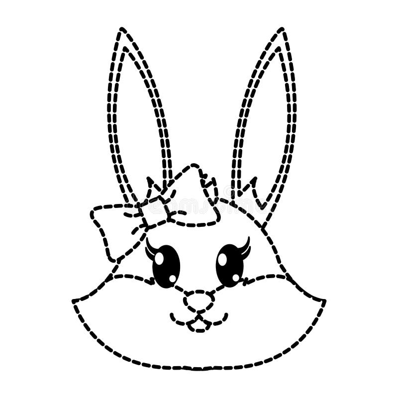 Dotted Shape Female Rabbit Head Cute Animal Stock Vector - Illustration ...