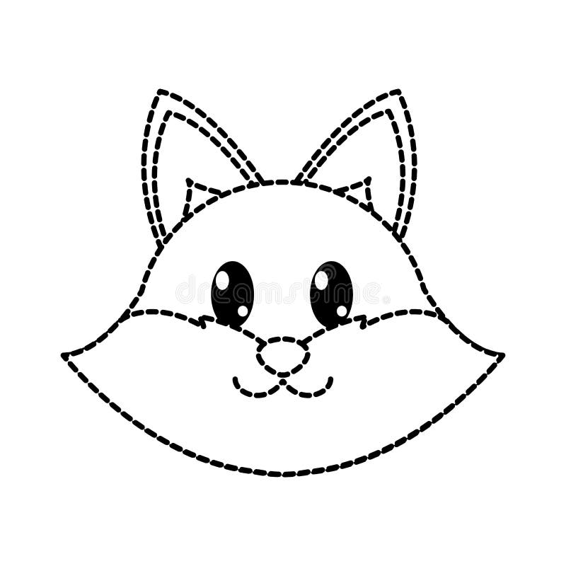 Dotted Shape Fox Head Cute Animal Character Stock Vector - Illustration ...