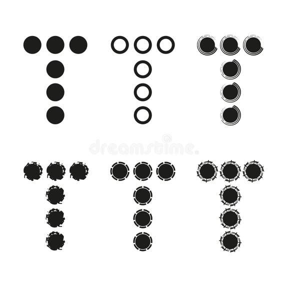Dotted Shape Icons. Letterform Dot Symbols. Typography Abstract Form ...