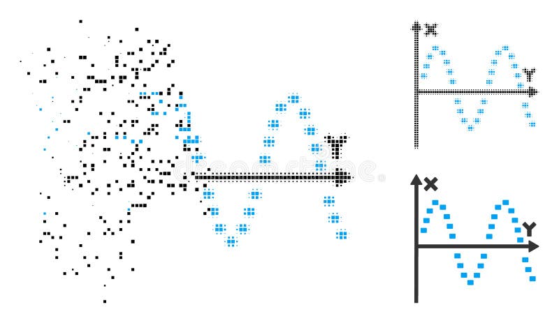 Fragmented Pixelated Halftone Dotted Sine Plot Icon Stock Vector ...