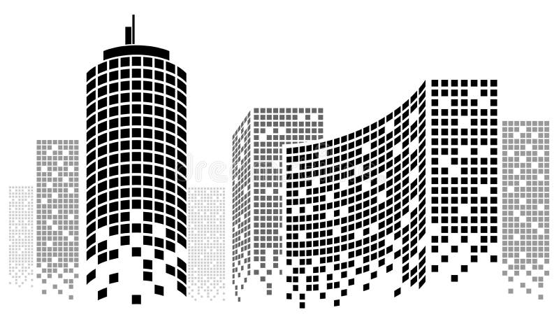 Dotted Skyscrapers Panorama Stock Vector - Illustration of downtown ...