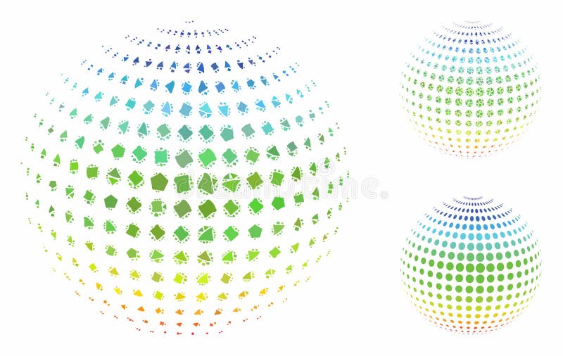 Dotted Sphere Surface Abstraction Mosaic Icon of Unequal Pieces Stock ...