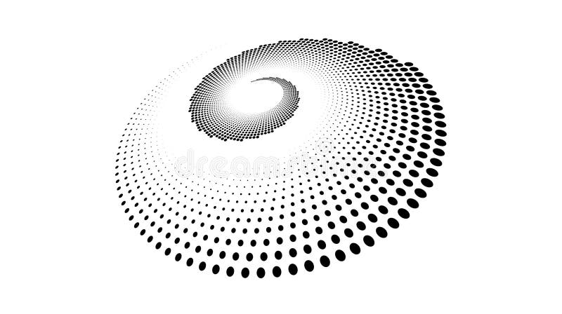 Spiral Dotted Line Element Radial Spinning Halftone Texture Circle