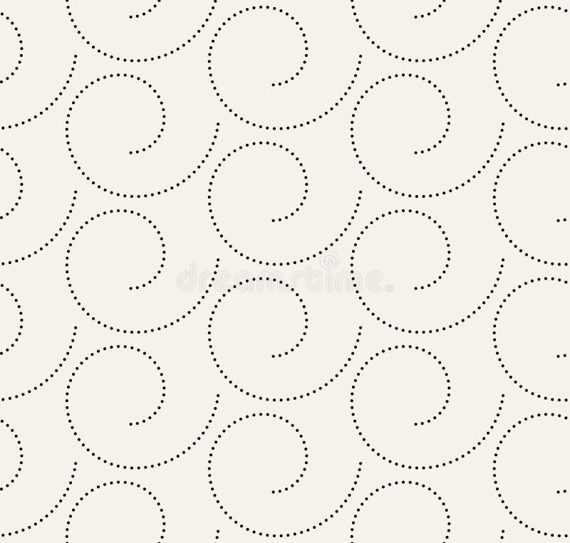 Dotted Spiral Swirl Black Seamless Pattern Stock Vector - Illustration ...