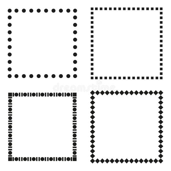 Dotted Square Frames. Minimal Border Design. Black Outline Layout. Vector Decorative Form Stock ...