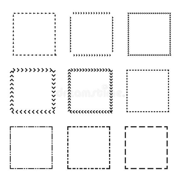 Dotted Square Frames. Vector Shape Outlines. Black White Minimalism ...