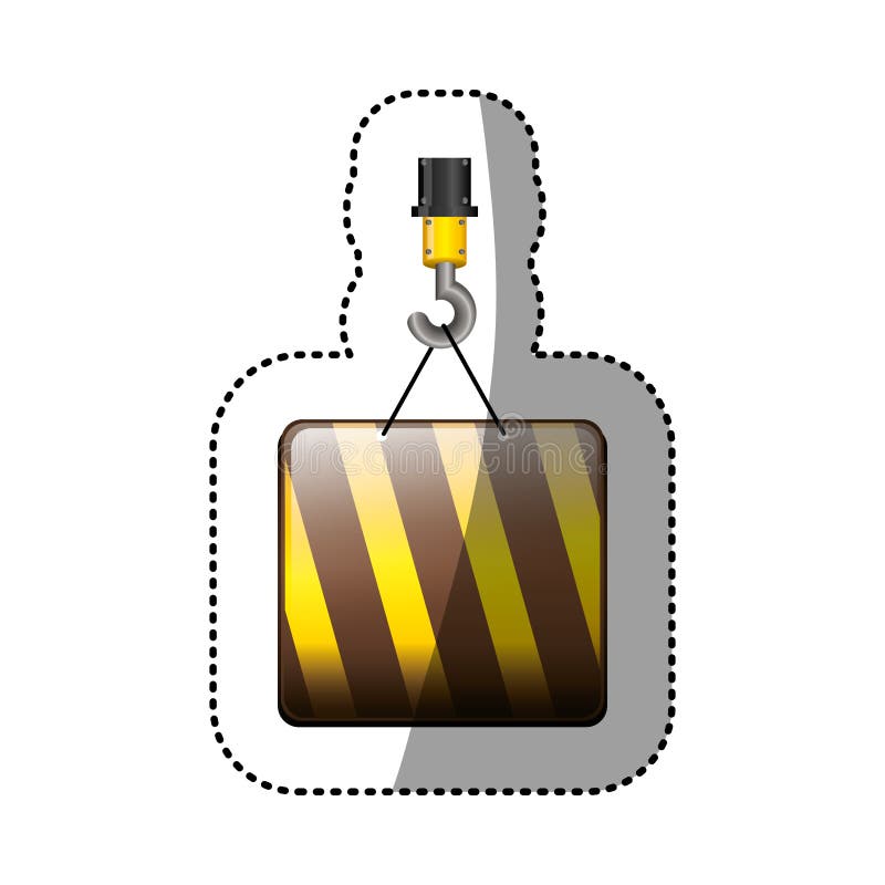 Dotted Sticker Crane Hook with Square of Traffic Barrier Stock Vector ...