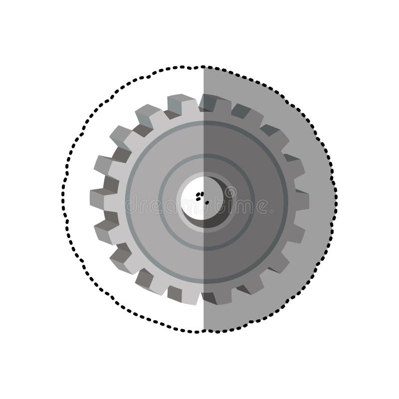 Dotted Sticker Gear Wheel Icon Degraded Stock Vector - Illustration of ...