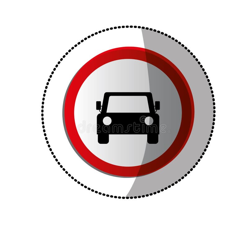 Dotted Sticker with Road Sign of Car Crossing Stock Vector ...