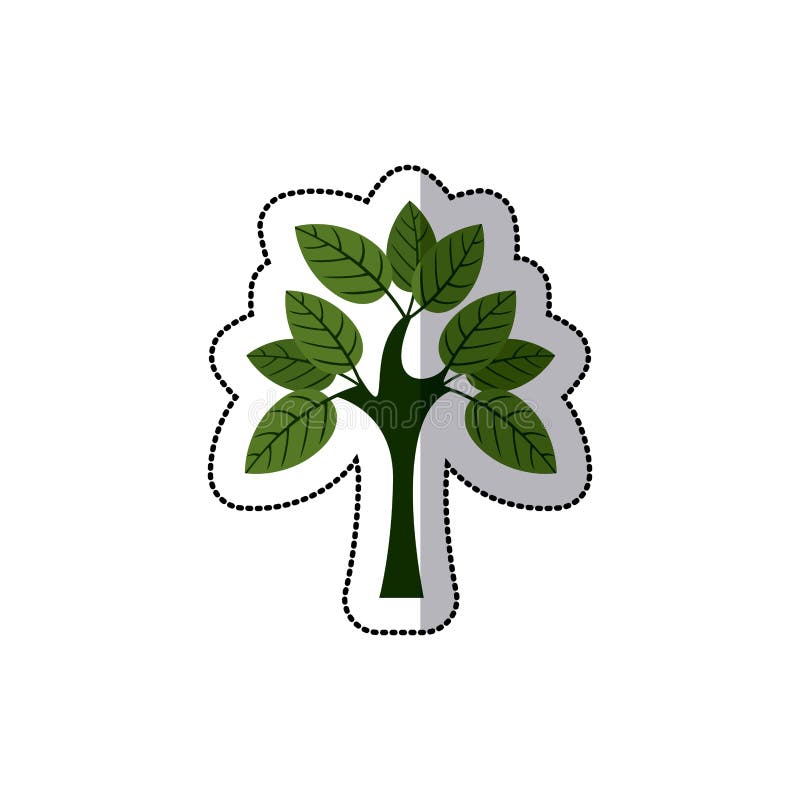 Dotted Sticker Tree with Multiple Leafy Branches Stock Vector ...