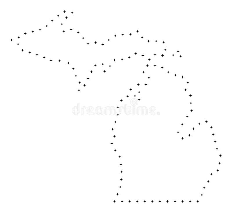 Dotted Stroke Michigan State Map Stock Vector - Illustration of ...