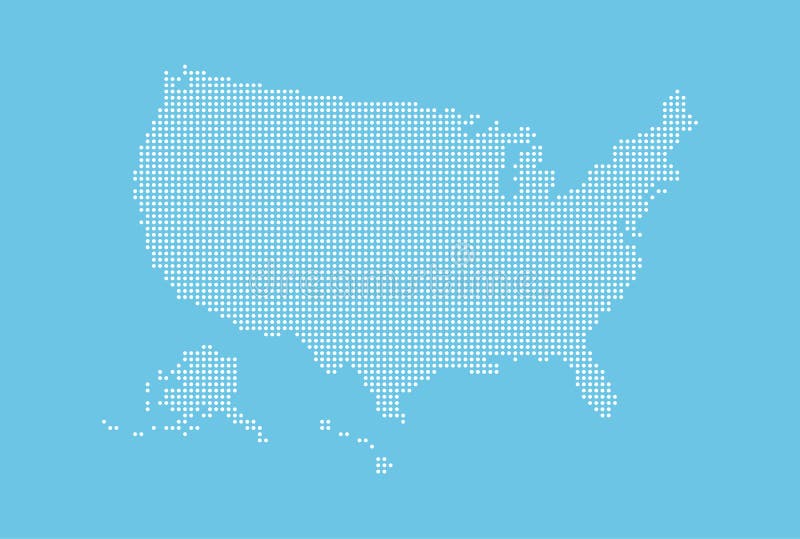 Dotted Style Map of USA and Blue Background Stock Vector - Illustration ...