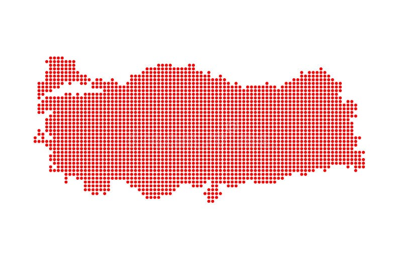Dotted Style of Red Color Turkey Map, White Dotted USA Map with Shadows ...
