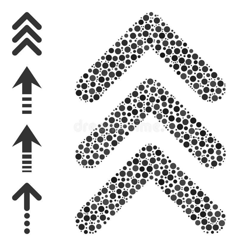 Dotted Triple Arrowhead Up Collage of Rounded Dots with Bonus Icons ...