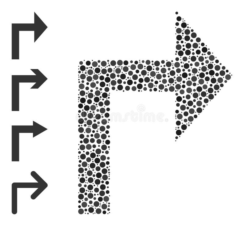 Dotted Turn Right Composition of Circles and Similar Icons Stock Vector ...