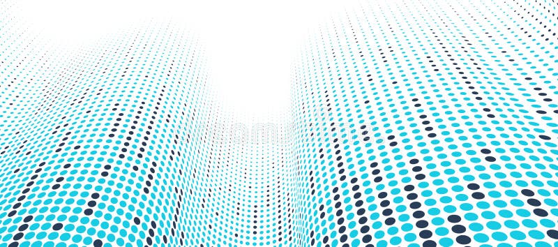 Dotted Vector Abstract Background, Blue Dots in Perspective Flow ...