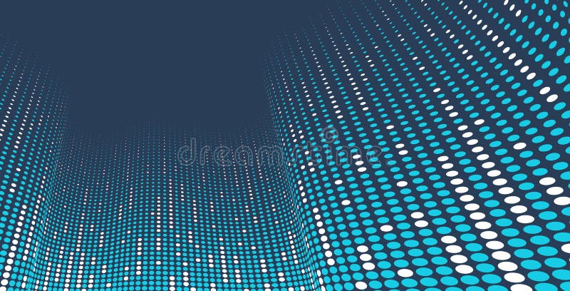 Dotted Vector Abstract Background, Blue Dots in Perspective Flow ...