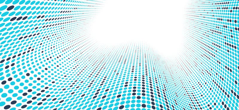 Dotted Vector Abstract Background, Blue Dots in Perspective Flow ...