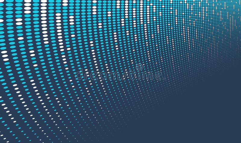 Dotted Vector Abstract Background, Blue Dots in Perspective Flow ...