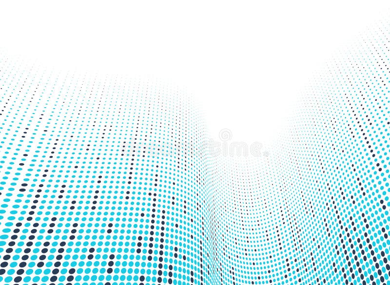 Dotted Vector Abstract Background, Blue Dots in Perspective Flow ...