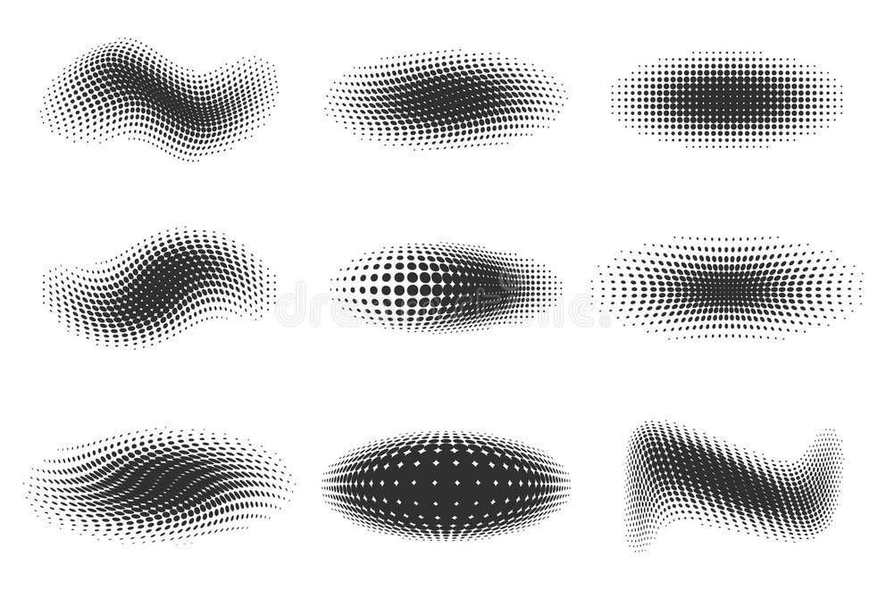 Dotted Vector Shapes. Abstract Gradient Wavy Elements Isolated on White ...
