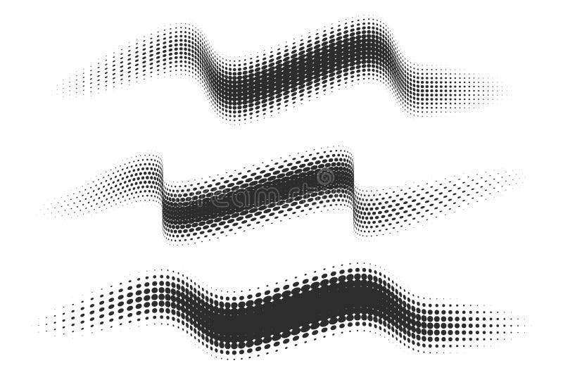 Dotted Vector Shapes. Abstract Gradient Wavy Elements Isolated on White ...