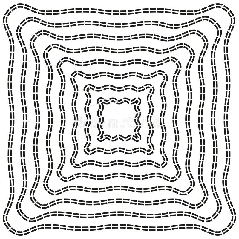 Dotted Wave Icon. Square Centered Pattern. Abstract Striped Border ...