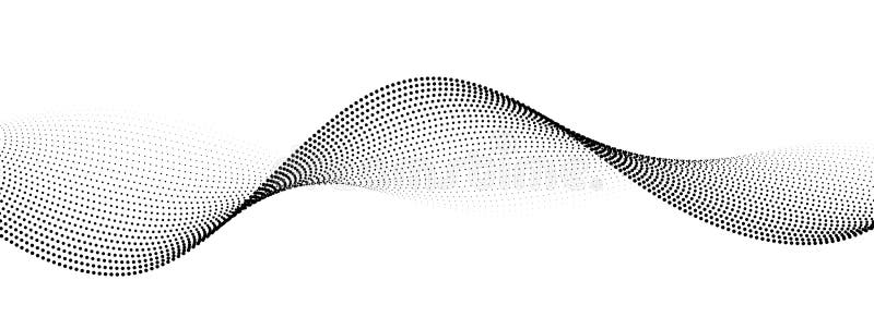 Dotted Wave Line Pattern. Black Halftone Undulate Background. Abstract ...