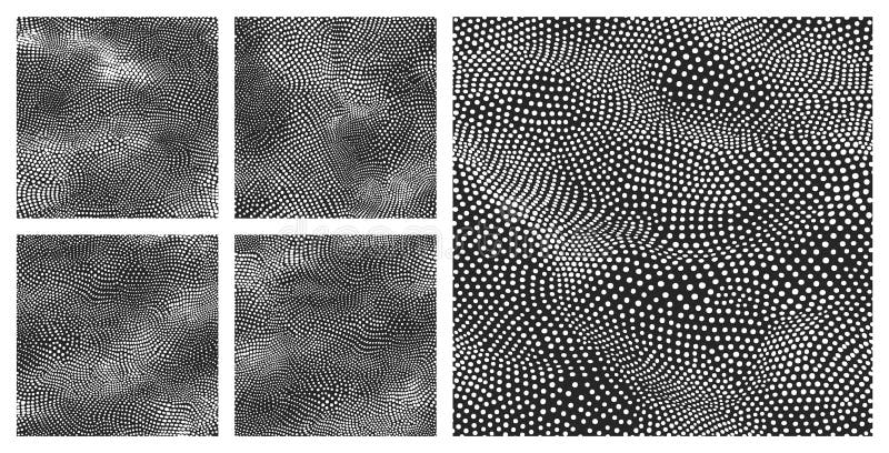 Dotted Waveform Surfaces Seamless Patterns Black and White Vector ...