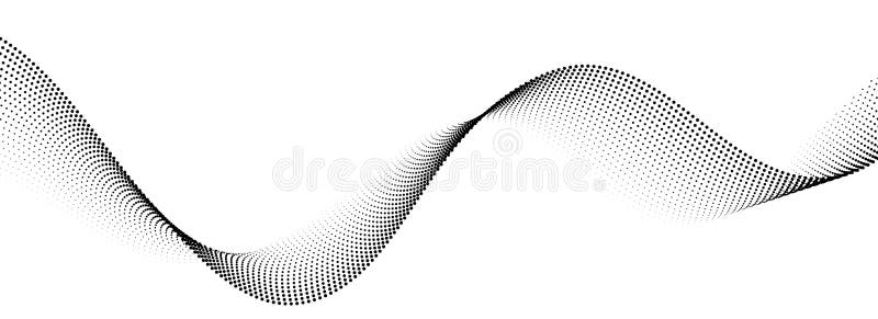 Dotted Wavy Line Pattern. Black Halftone Undulate Background. Abstract ...