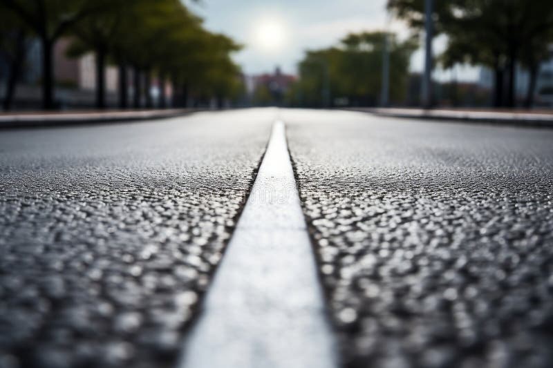 Dotted White Line on Urban Asphalt Street. AI Stock Illustration ...