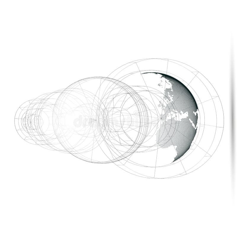 Dotted World Globe, Isolated Abstract Construction, Connecting Lines on ... Dotted World Globe, Isolated Abstract Construction, Connecting Lines on ...