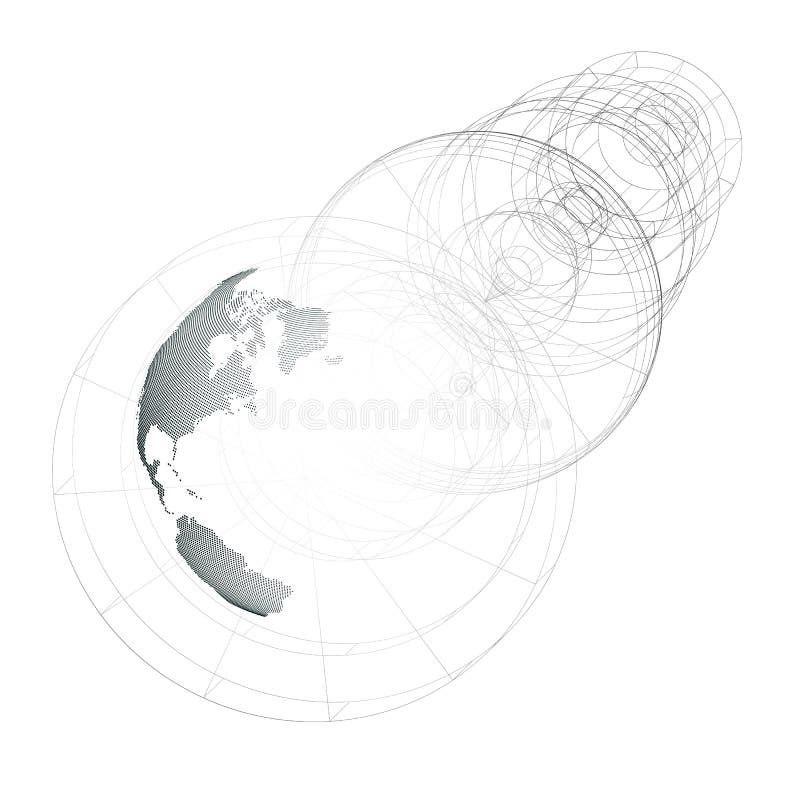 Isolated 3D Dotted World Globes with Abstract Construction, Connecting ...
