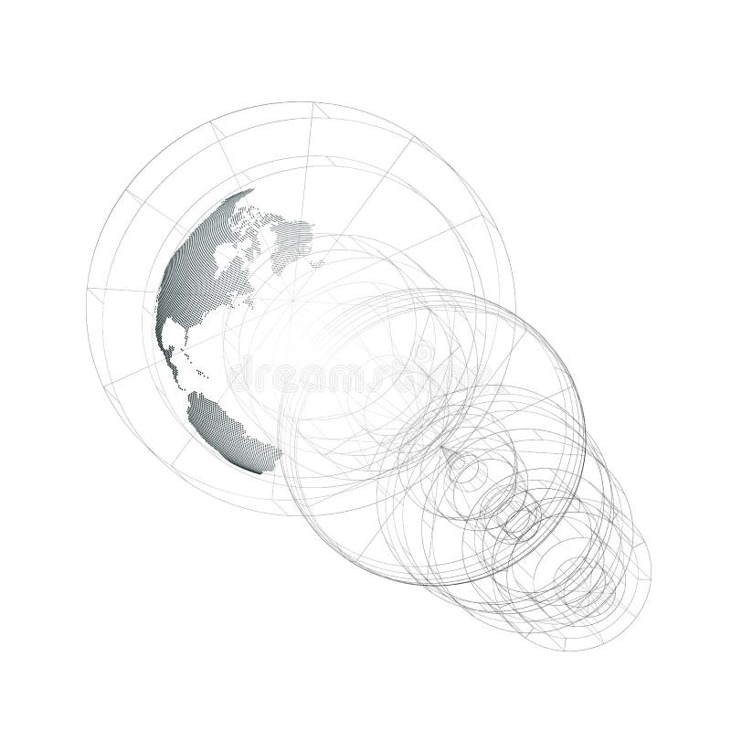 Dotted World Globe, Isolated Abstract Construction, Connecting Lines on ... Dotted World Globe, Isolated Abstract Construction, Connecting Lines on ...